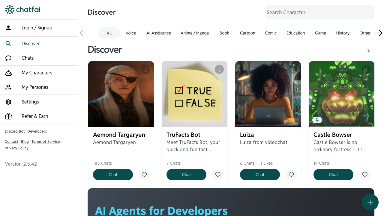 ChatFAI - Discover AI Characters - AI Tool Review | Coding180