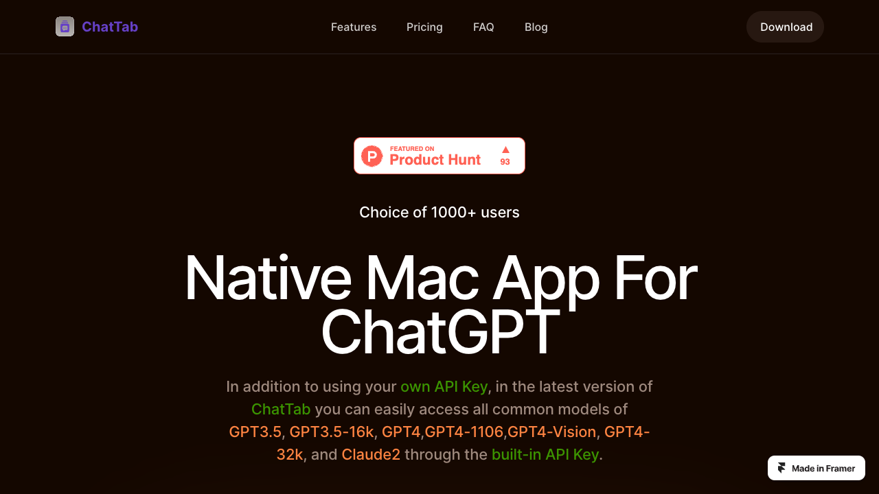 ChatTab - ChatGPT Desktop App for macOS - AI Tool Review | Coding180