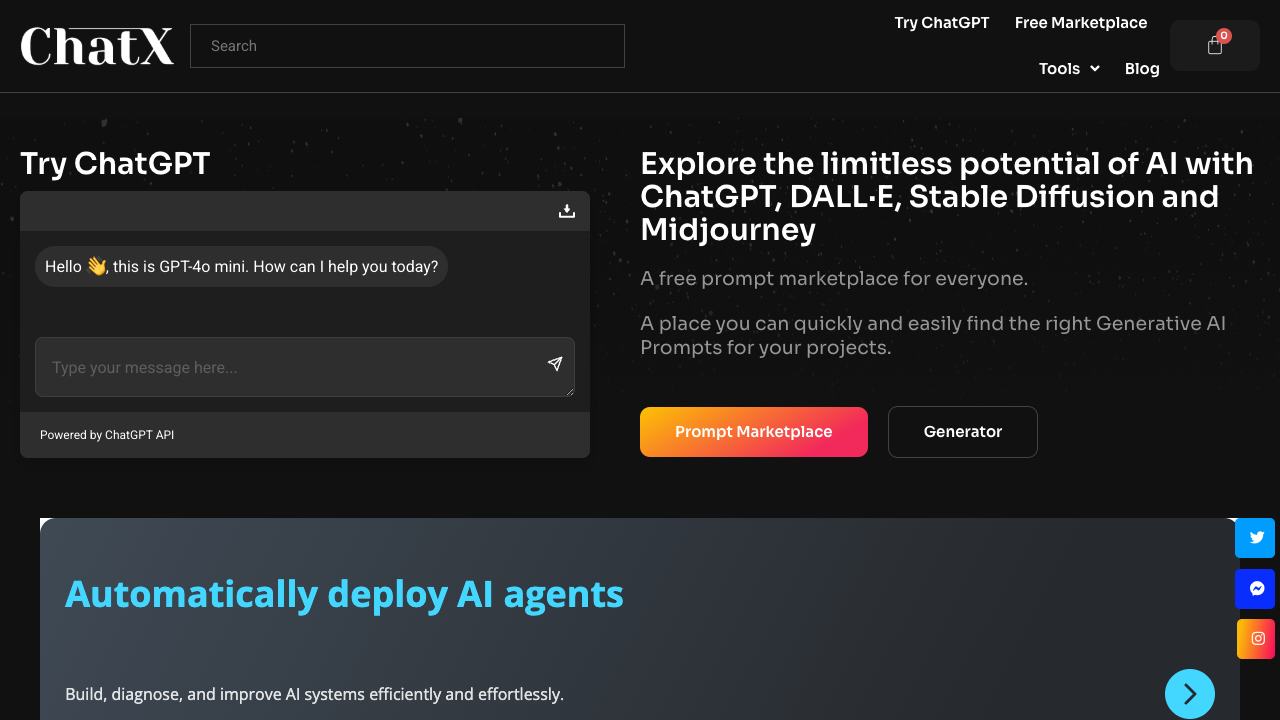 ChatX - Generative AI Prompt Marketplace - AI Tool Review | Coding180