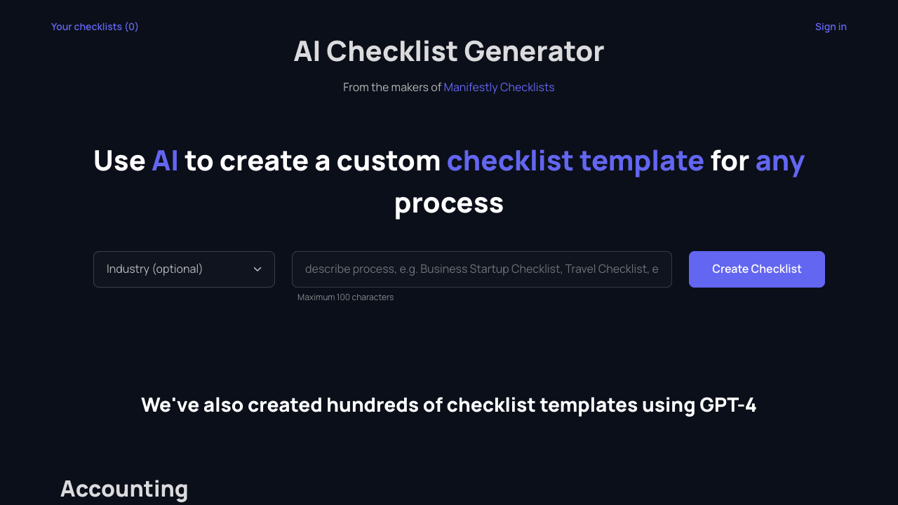 AI Checklist Generator - AI Tool Review | Coding180