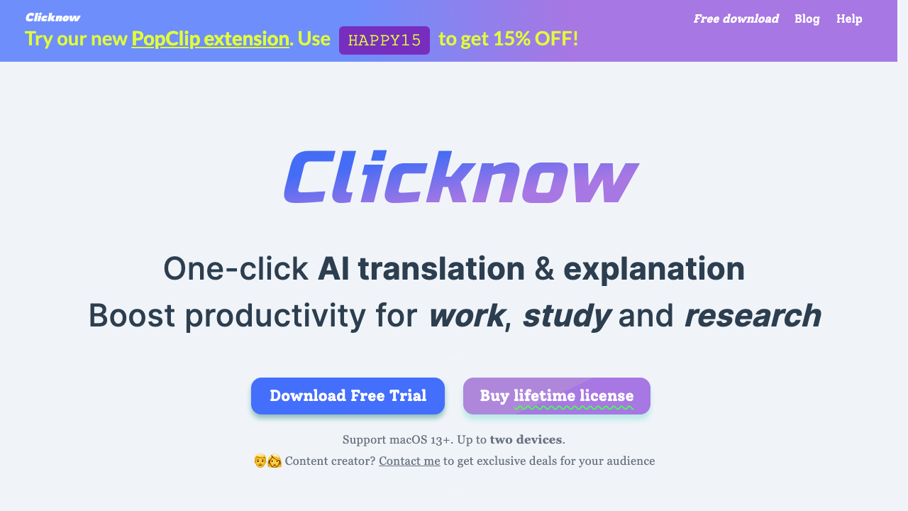 Clicknow - AI Translation & Explanation Tool - AI Tool Review | Coding180