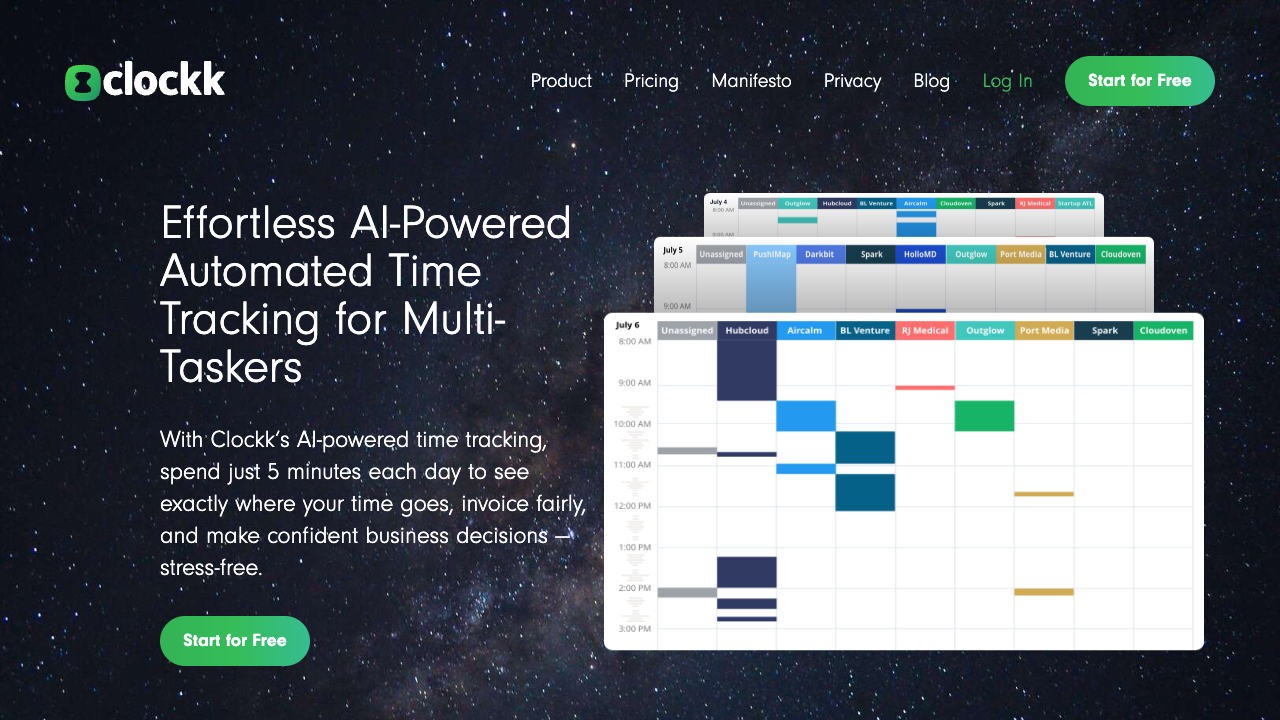 Clockk - AI Time Tracking & Automated Time Tracker for Professionals - AI Tool Review | Coding180