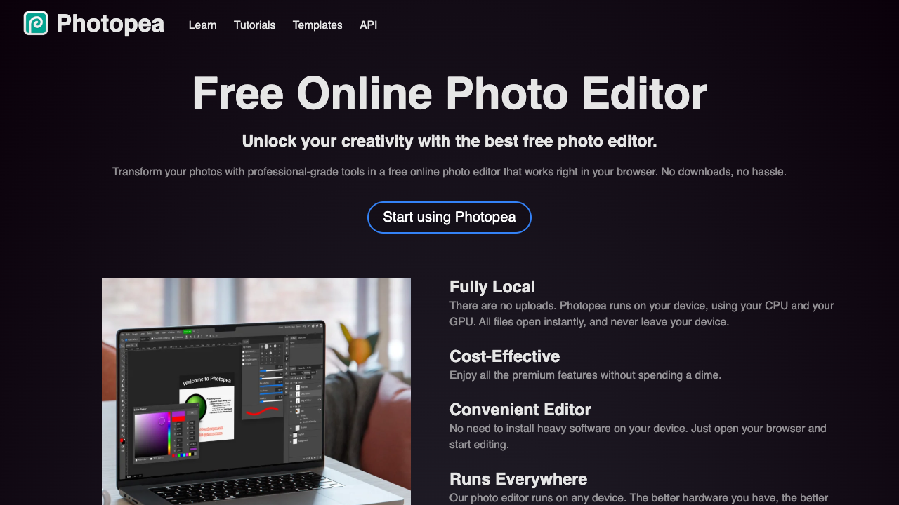 Photopea - Online Photo Editor - AI Tool Review | Coding180
