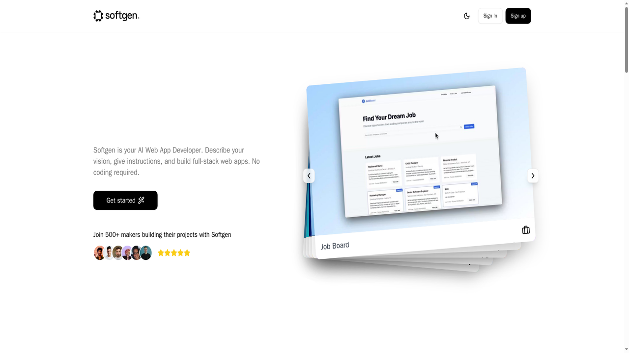 Softgen - AI Web App Builder - AI Tool Review | Coding180