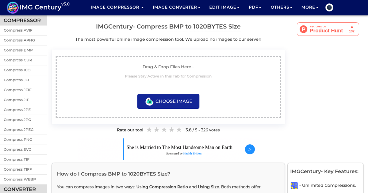 Compress BMP to 1020BYTES Size- Bulk BMP Files Compression- IMGCentury