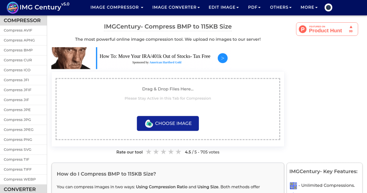 Compress BMP to 115KB Size: Bulk BMP Files Compression- IMGCentury