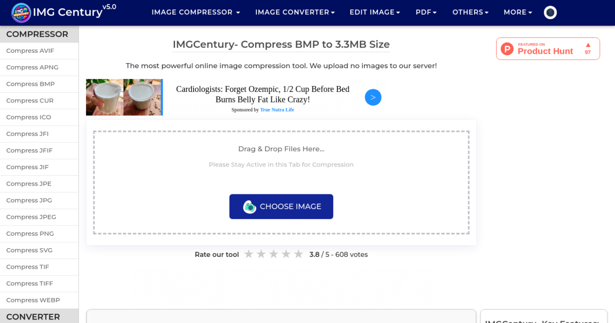 Compress BMP to 3.3MB Size- Bulk BMP Files Compression- IMGCentury