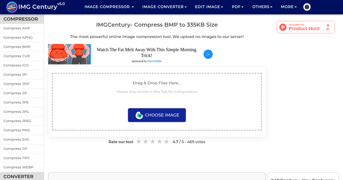 Compress BMP to 335KB Size- Bulk BMP Files Compression- IMGCentury
