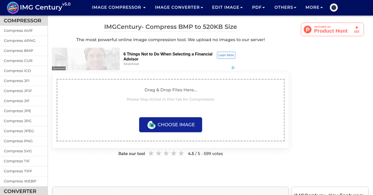 Compress BMP to 520KB Size: Bulk BMP Files Compression- IMGCentury