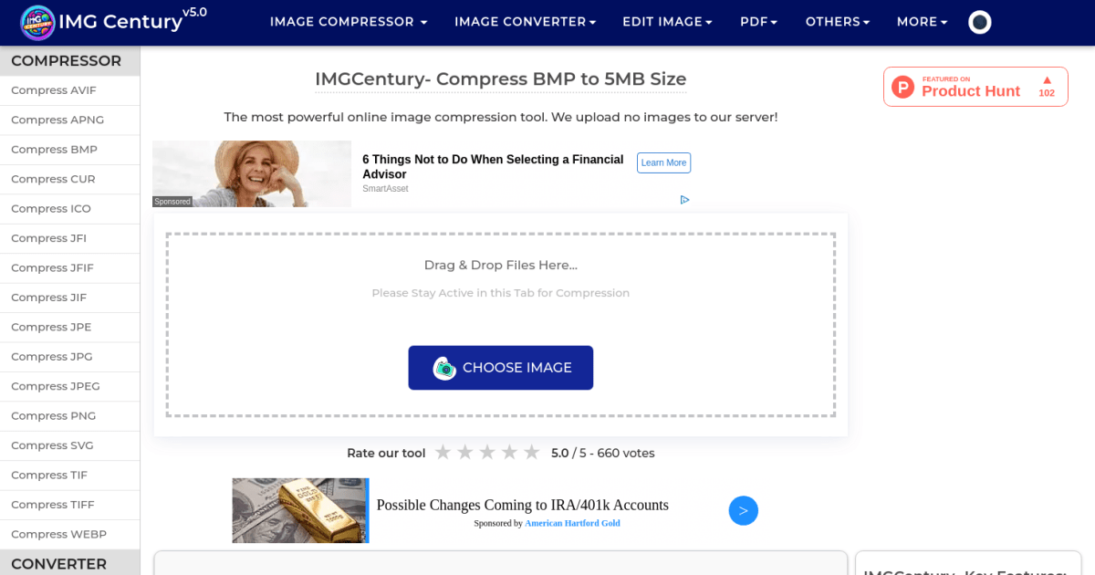 Compress BMP to 5MB Size- Bulk BMP Files Compression- IMGCentury