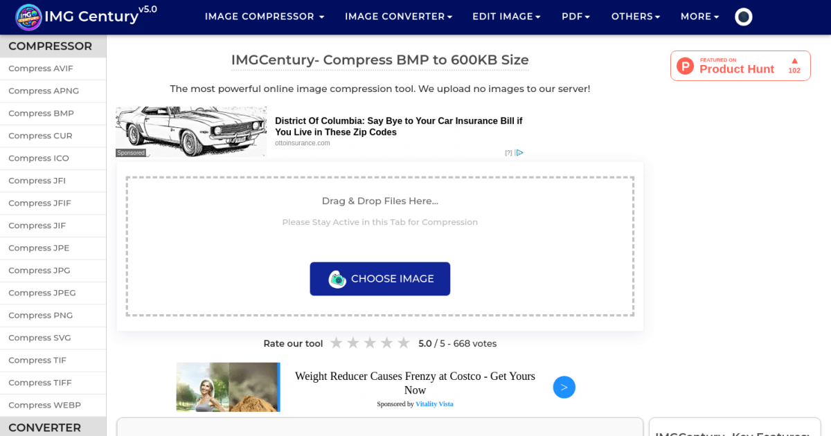 Compress BMP to 600KB Size- Bulk BMP Files Compression- IMGCentury