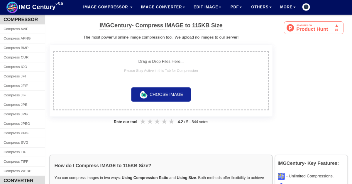 Compress IMAGE to 115KB Size- Bulk IMAGE Files Compression- IMGCentury