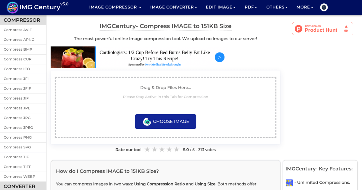 Compress IMAGE to 151KB Size- Bulk IMAGE Files Compression- IMGCentury