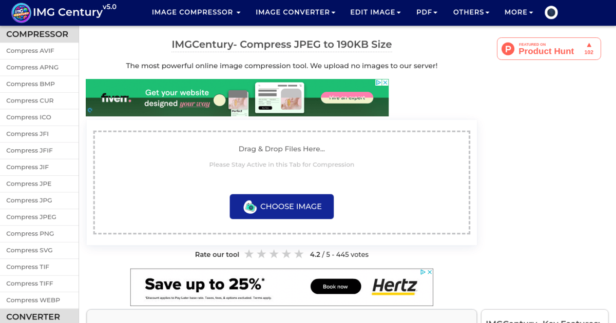Compress JPEG to 190KB Size- Bulk JPEG Files Compression- IMGCentury