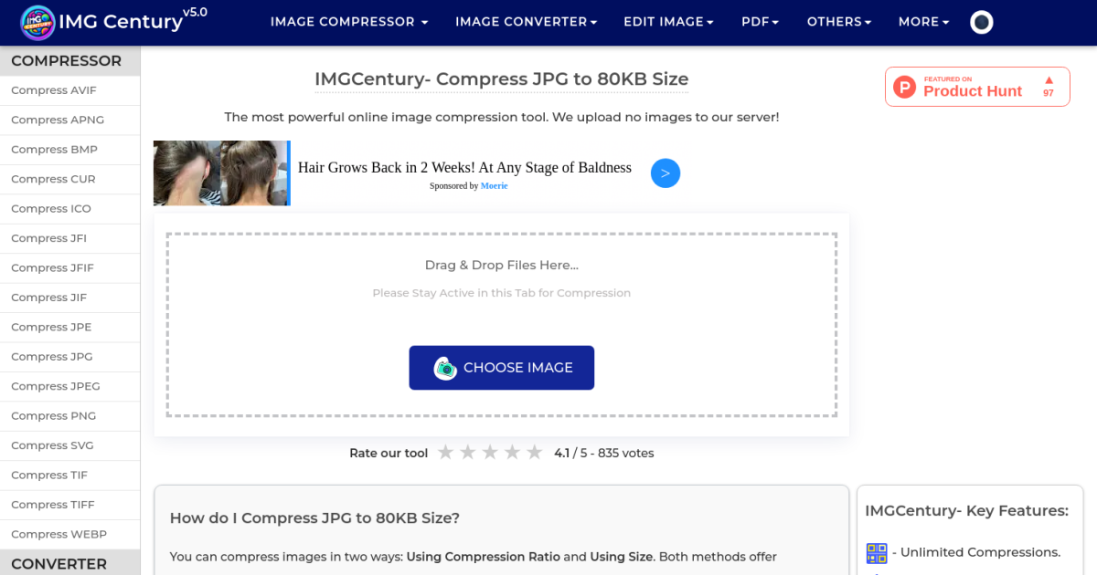 Compress JPG to 80KB Size- Bulk JPG Files Compression- IMGCentury