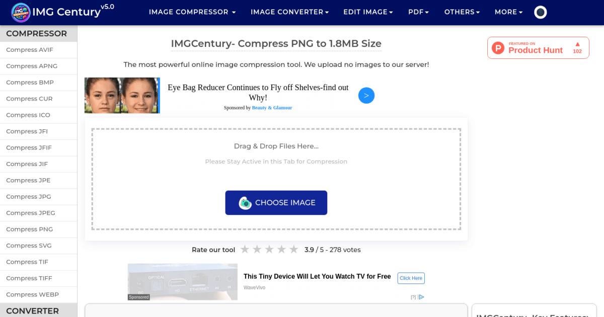 Compress PNG to 1.8MB Size- Bulk PNG Files Compression- IMGCentury