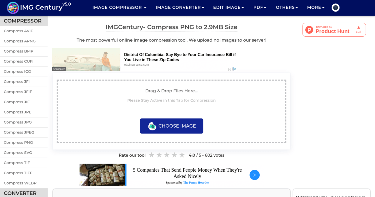 Compress PNG to 2.9MB Size- Bulk PNG Files Compression- IMGCentury