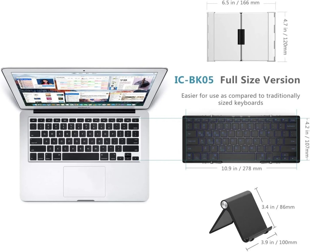 iClever BK05 3 Renkli Arka Aydınlatmalı Katlanabilir Bluetooth Klavye