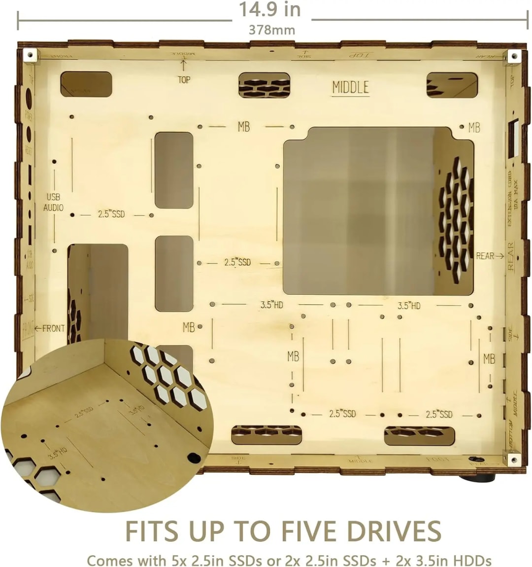 CYBERWOOD Mirco ATX PC Kasası, Mini Tower Bilgisayar Kasası