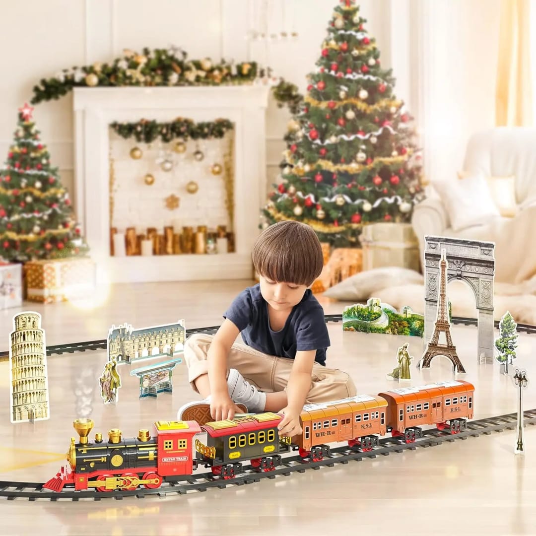 TEMI Buharlı Lokomotif Motorlu Tren Seti Red-medium Size | AmerikaPostam