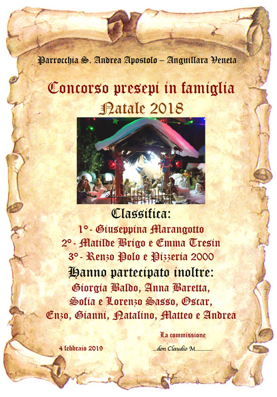 PREMIAZIONE - Concorso di presepi - Natale 2018 - Parrocchia di ...