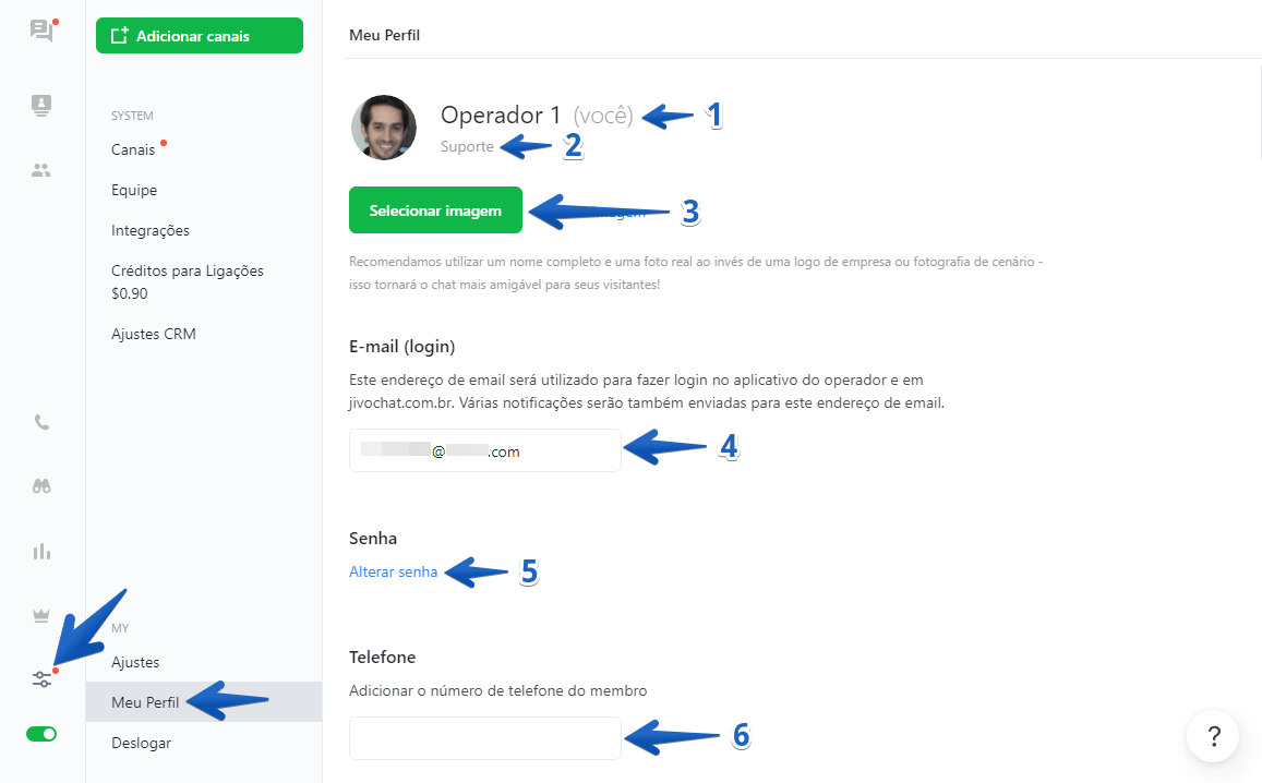 Como alterar minhas configurações de perfil