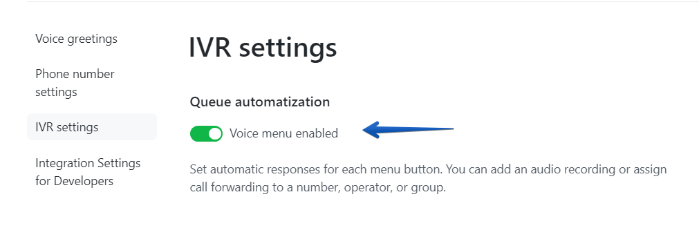 Voice menu setting (IVR)