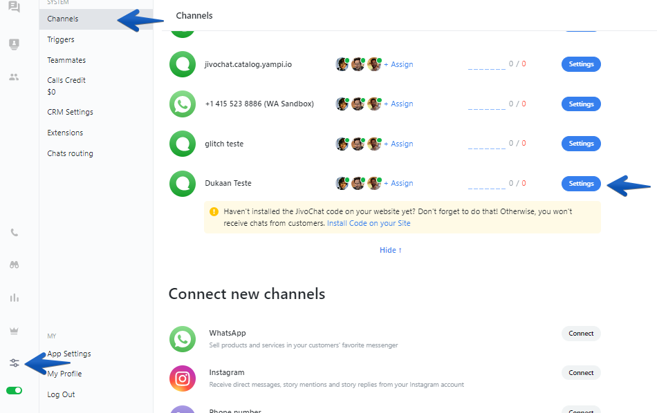 How to install the chat code on Dukaan