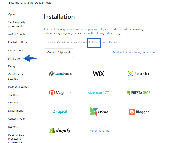 How to install the chat code on Dukaan