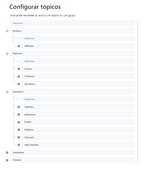 Como configurar os tópicos do chat no Jivo