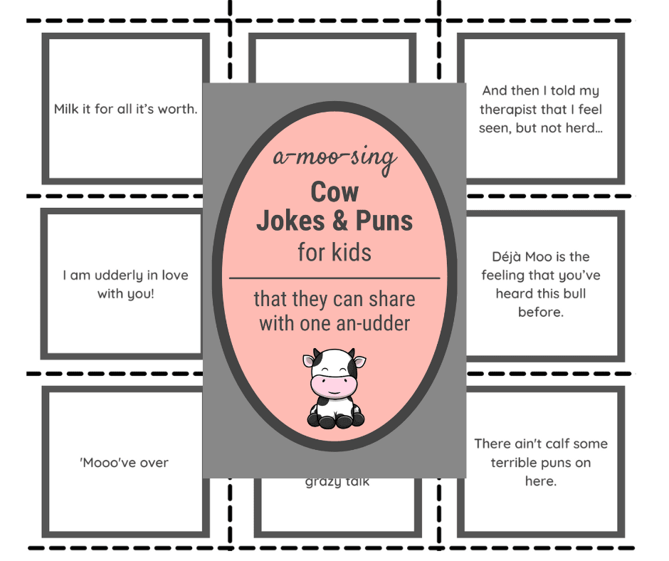 78 Udderly Amazing Cow Puns and Cow Jokes PRINTABLE