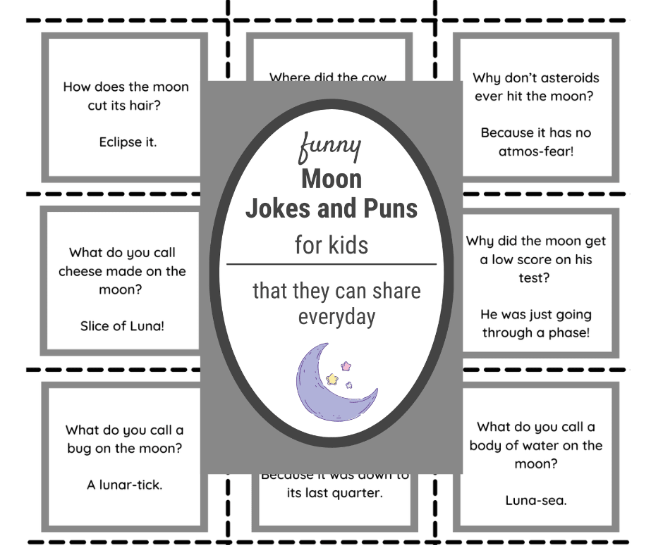78 Moon Jokes and Moon Puns for Kids PRINTABLE