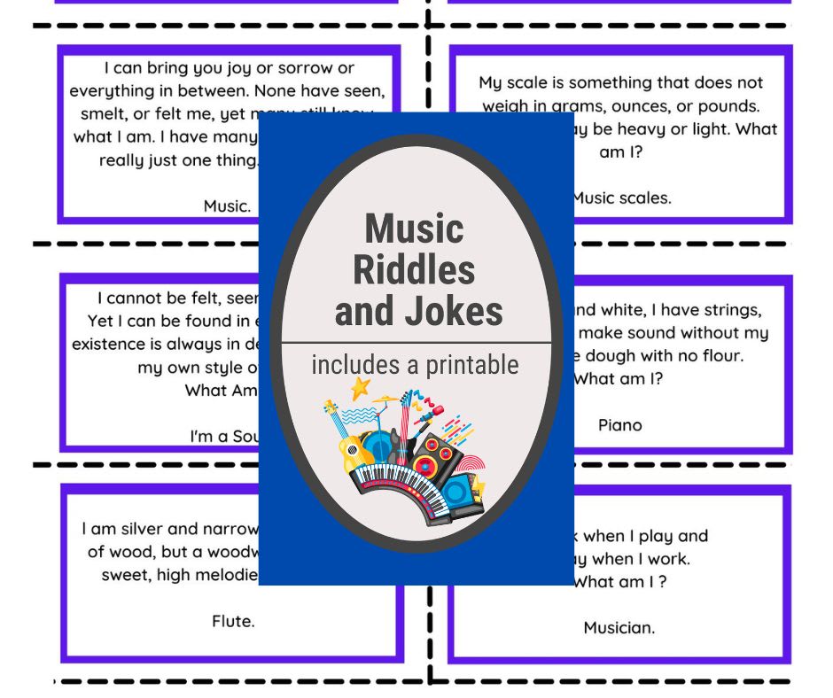 87 Music Riddles with Answers for Kids and Music Jokes PRINT