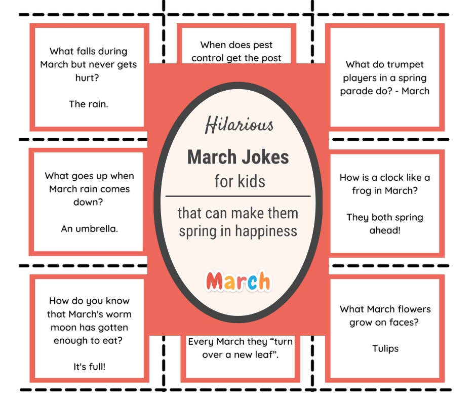 31 Funny March Jokes for Kids and Adults PRINTABLE