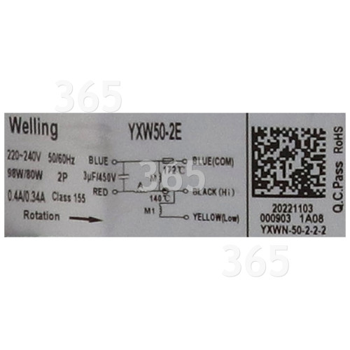 Geschirrspüler-Umwälzpumpenmotor : Welling YXW50-E2 YXWN-50-2-2-2 98 ...