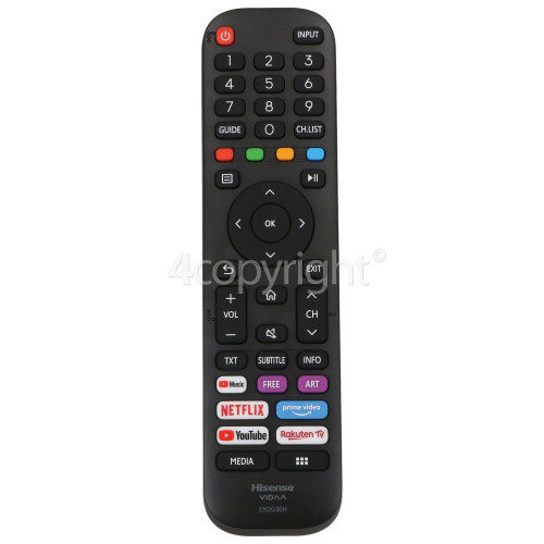 Hisense Remote Control EN2G30H. Part Number T269780. | Hisense