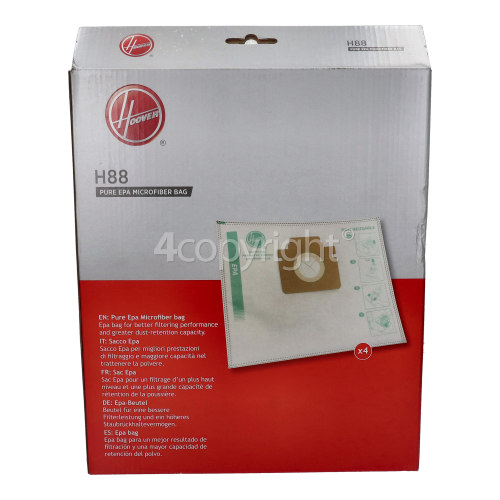Hoover H-Energy 500 H88 EPA Dust Bag (Pack Of 4) Part Number 35602717 ...
