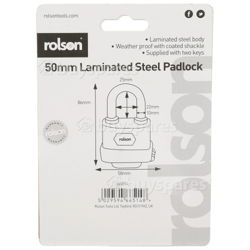 Rolson 50mm Weatherproof Steel Padlock | BuySpares