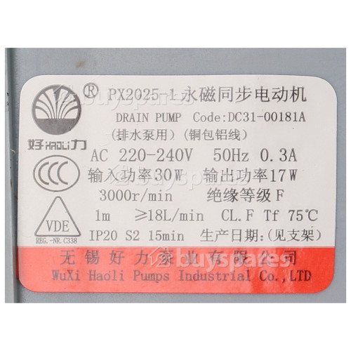 Samsung Double Drain Pump & Filter Assembly : 2 Hanyu B15.6A 34w Or 2 ...