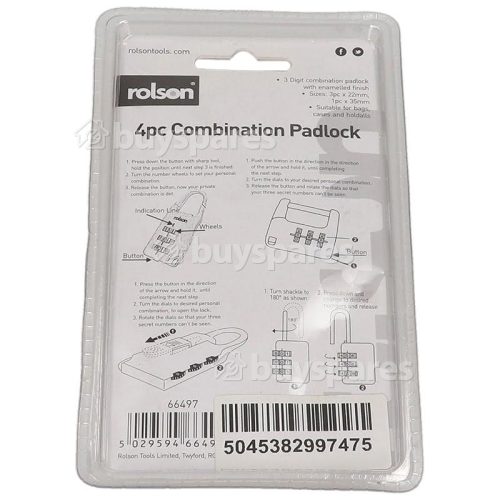 Rolson 4 Piece Combination Lock Set. Part Number 66497. | BuySpares
