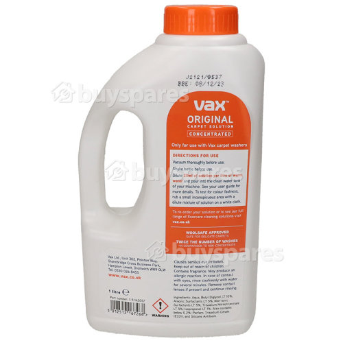 Vax Original Carpet Washing Solution - 1L | BuySpares