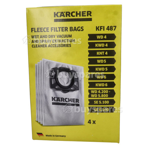 Karcher WD6 Premium Renovation Fleece Dust Bags (Pack Of 4) | BuySpares