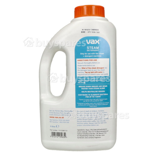 Vax Steam Detergent Spring Fresh - 1 Litre. Part Number 1913280701 ...
