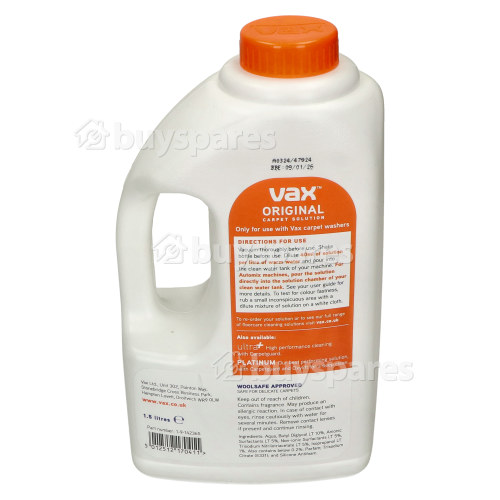 Vax Spring Fresh Original Carpet Solution - 1.5L (£7.33/lt) Part Number ...