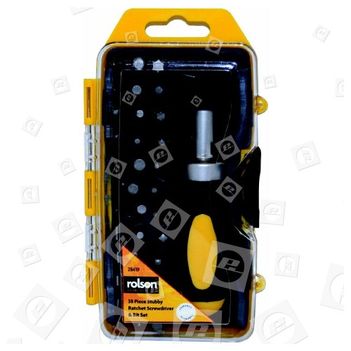 Rolson 38 Piece Stubby Ratchet Screwdriver & Bit Set. Part Number 28419 ...