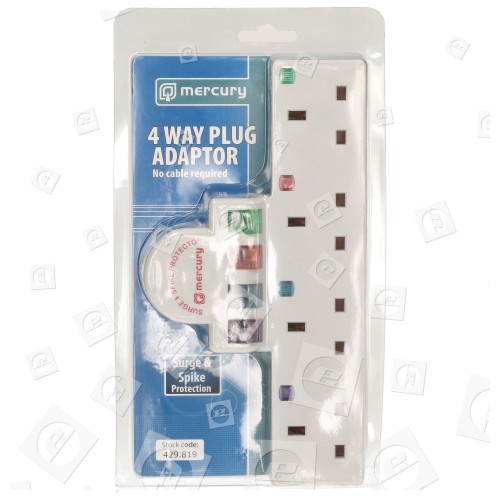 Plug-in 4 Way Mains Adaptor. Part Number 429.819UK. | eSpares