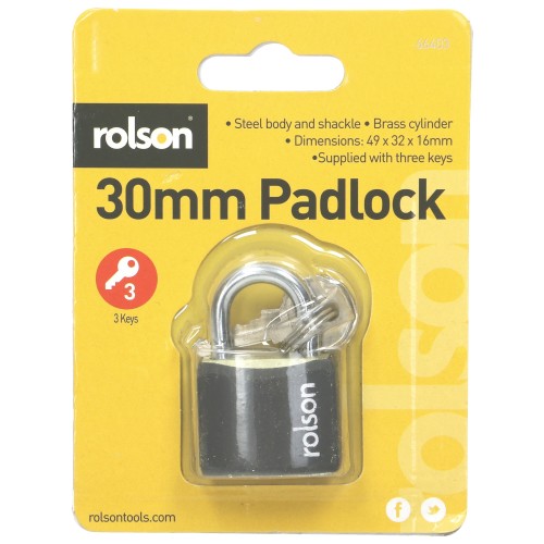 Rolson Rolson 30mm Steel Padlock. Part Number 66403. | eSpares