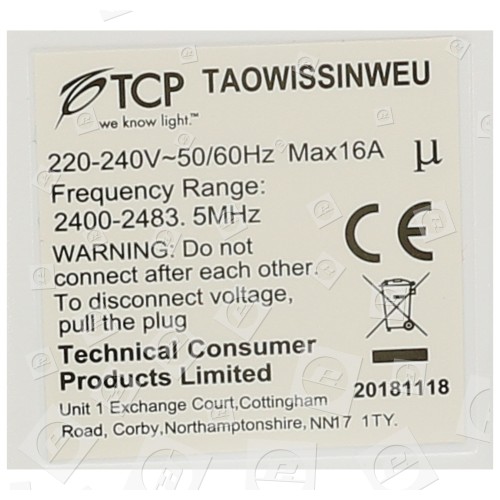 TCP Tcp Smart Wifi Socket Single White EU ( Two Round Pin ) Part Number ...