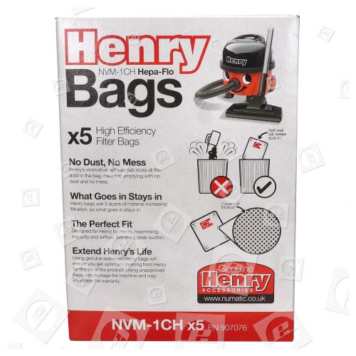 Numatic Numatic (Henry) NVM-1CH 3 Layer HepaFlo Filter Vacuum Bags ...