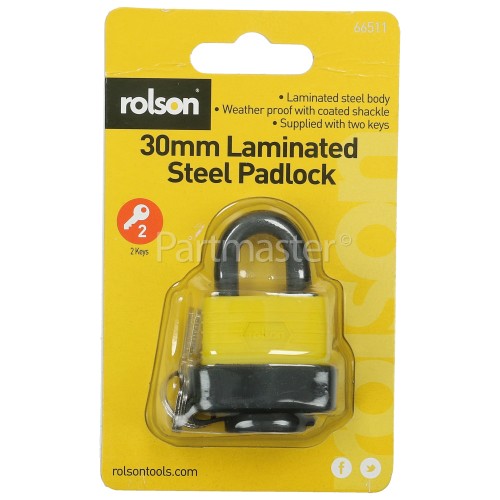 Rolson 30mm Weatherproof Steel Padlock | www.partmaster.co.uk